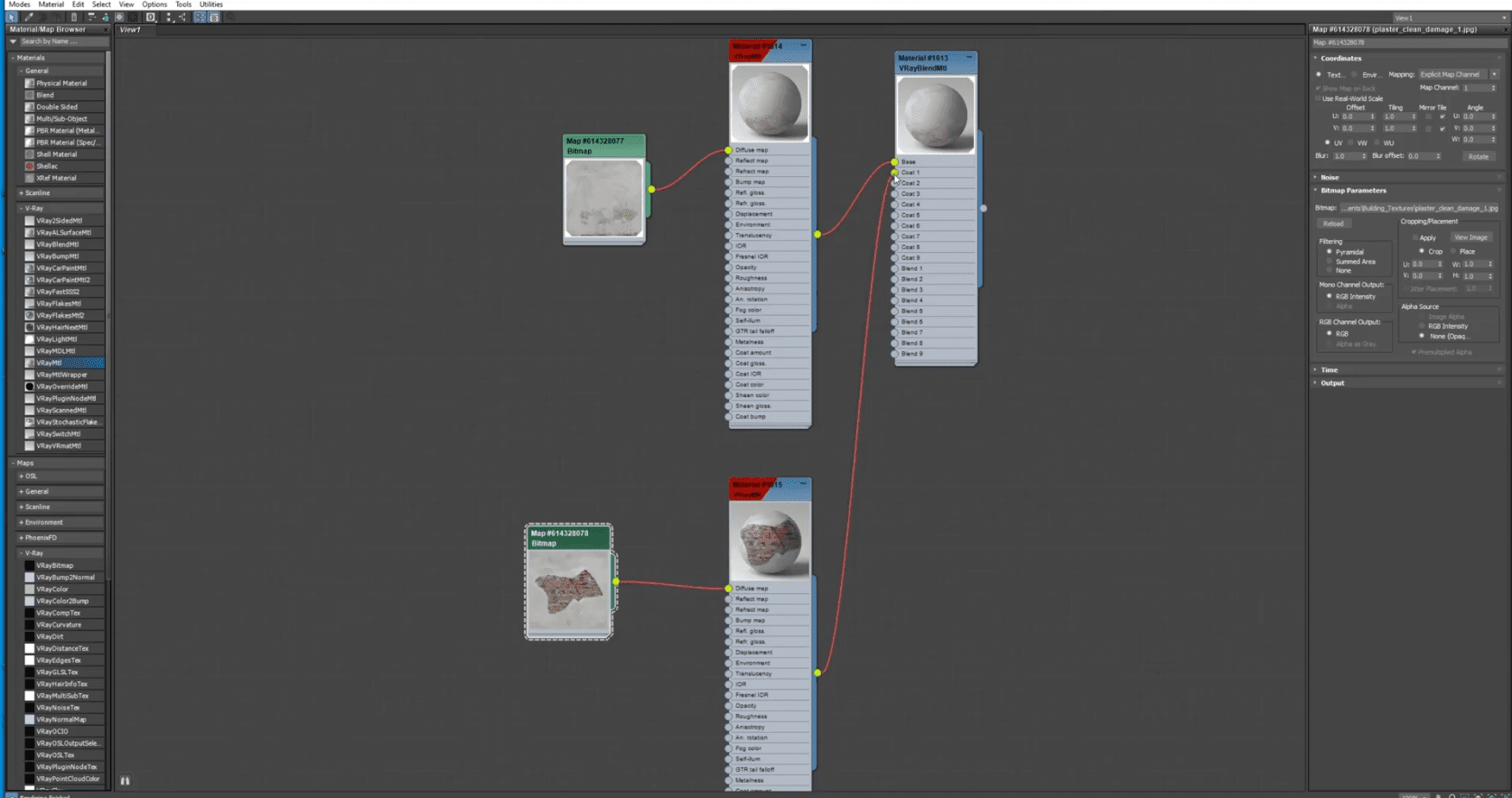 متریال دیوار فرسوده آموزش ساخت متریال دیوار فرسوده با Vray Blend Mtl